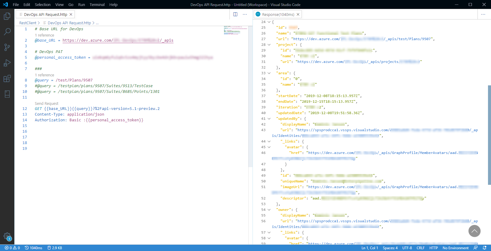 DevOps API with Visual Studio Code